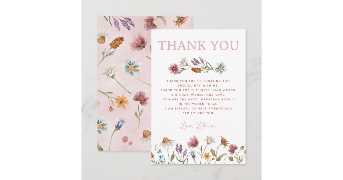 Spring Wildflower Thank You Card | Zazzle