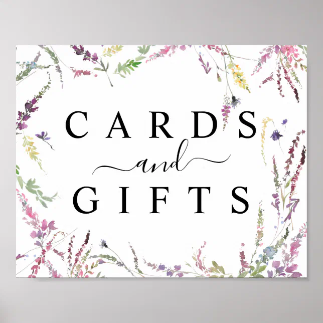 Spring Wildflower Wedding Cards & Gifts Table Sign | Zazzle