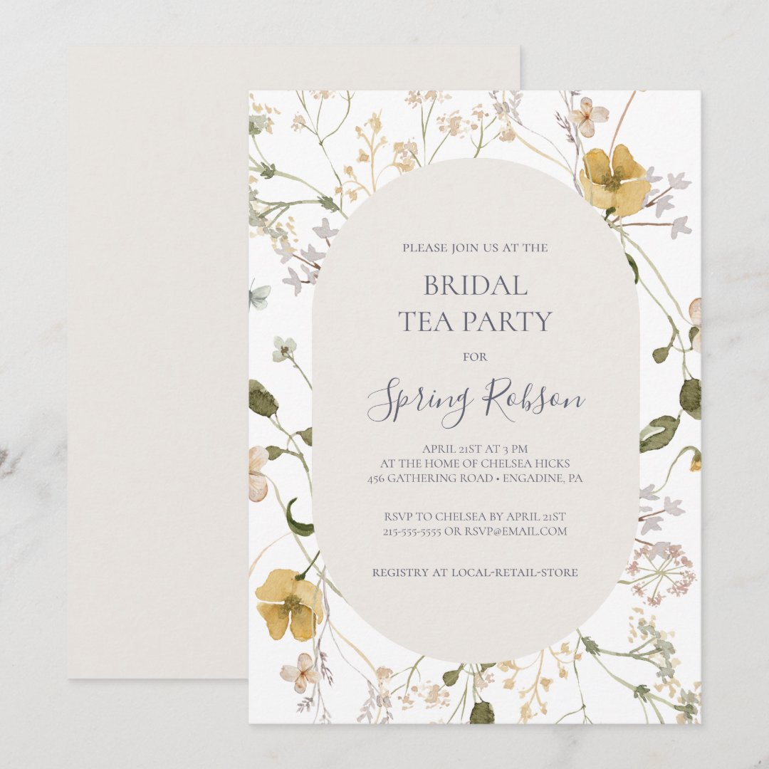 Spring Wildflower | White Bridal Tea Party Invitation | Zazzle