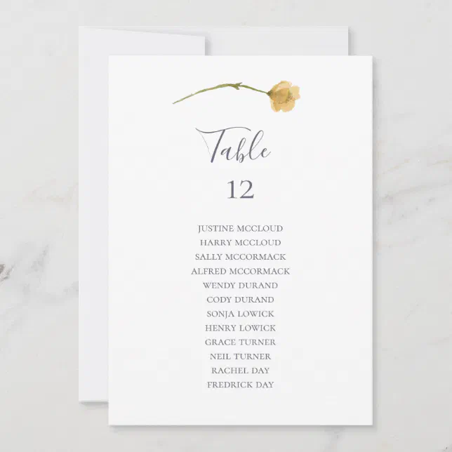 Spring Wildflower White Table Number Seating Chart | Zazzle