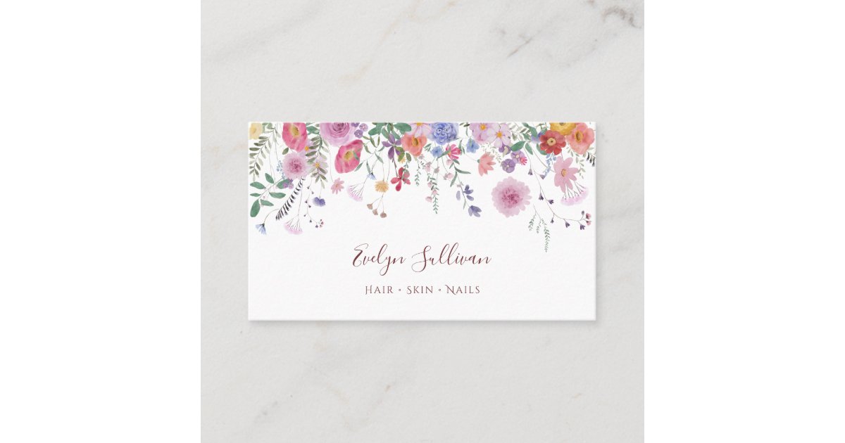 Spring wildflowers business card | Zazzle