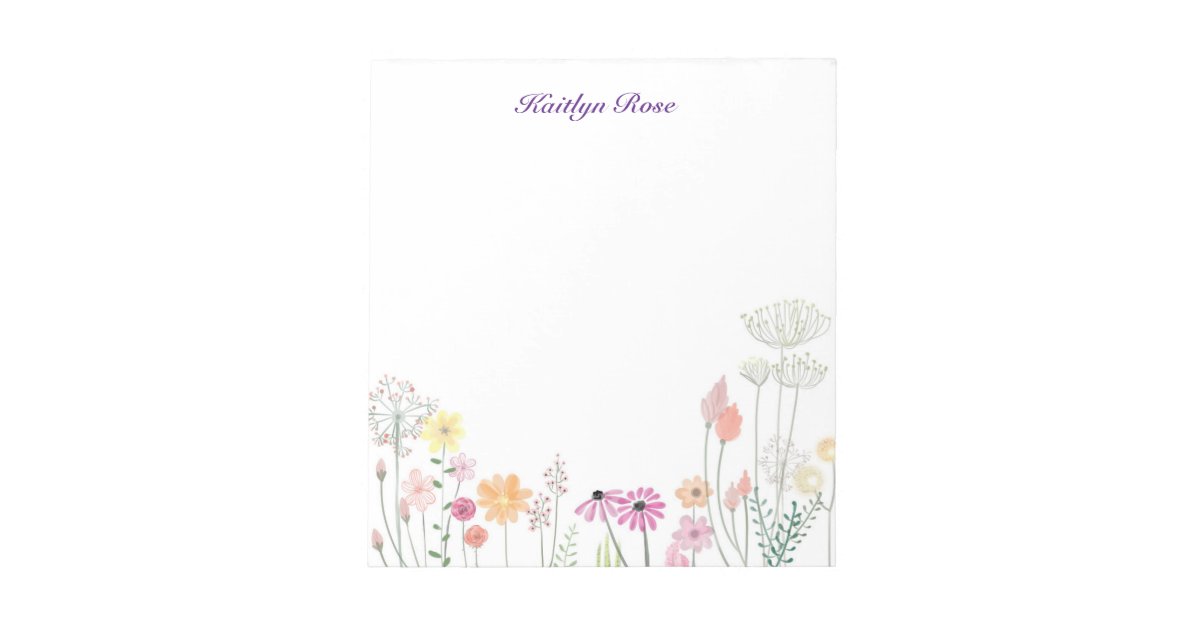 Spring Wildflowers | Custom Floral Notepad | Zazzle