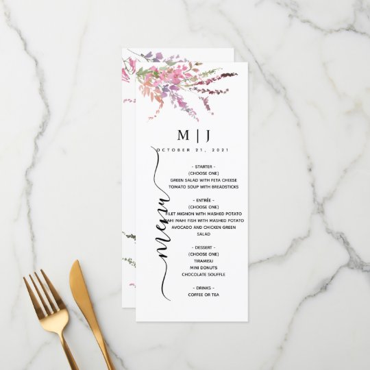 Spring Wildflowers Floral Wedding Menu | Zazzle.com