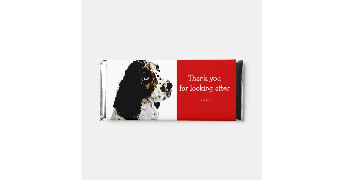Springer Spaniel Pet Thank You Personalised Hershey Bar Favors | Zazzle