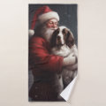 Springer Spaniel Santa Claus Festive Christmas Bath Towel Set | Zazzle