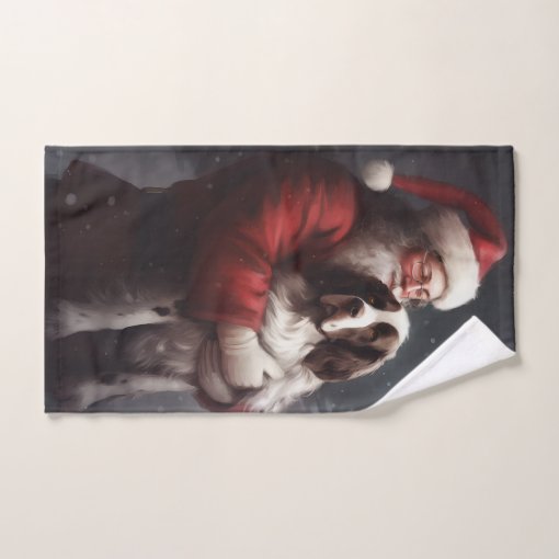 Springer Spaniel Santa Claus Festive Christmas Bath Towel Set | Zazzle