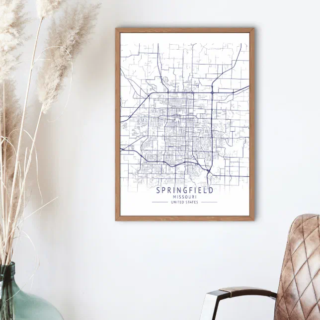 Springfield City Map Poster | Zazzle