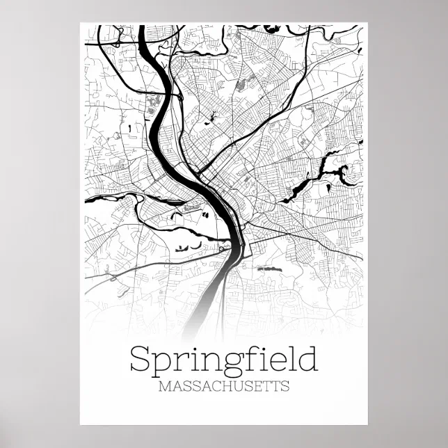 Springfield Map - Massachusetts - City Map Poster | Zazzle