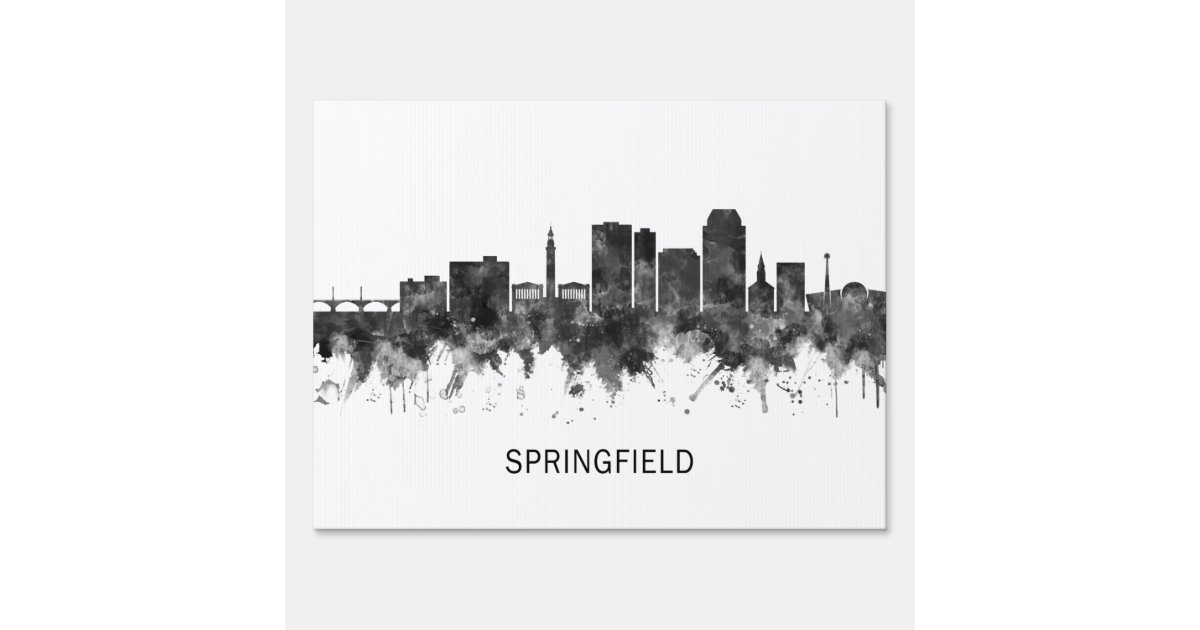 Springfield Massachusetts Skyline BW Sign | Zazzle
