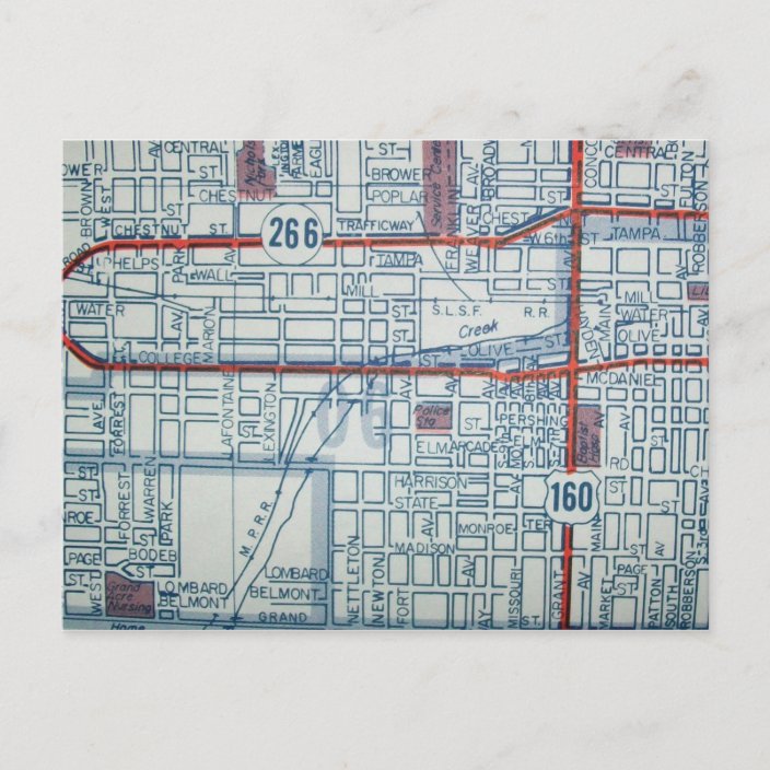 Springfield, MO Vintage Map Postcard | Zazzle.com