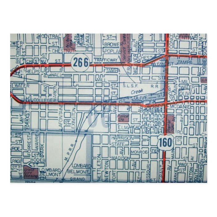 Springfield, MO Vintage Map Postcard | Zazzle.com