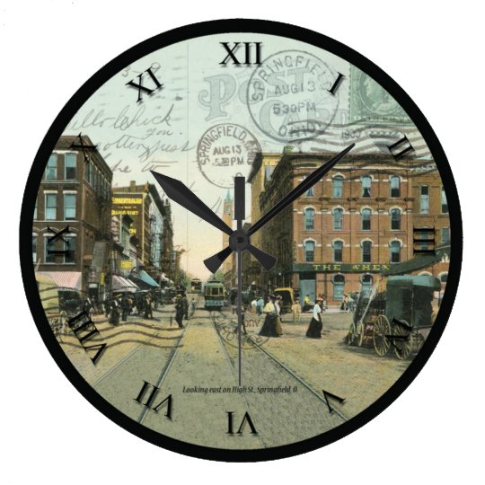 Springfield Ohio Post Card Clock - High St. 1909 | Zazzle.com
