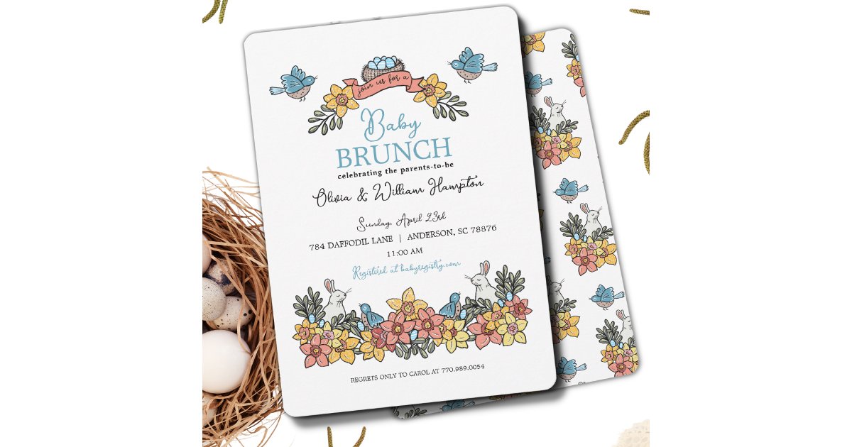 Springtime Brunch Baby Shower Invitation | Zazzle