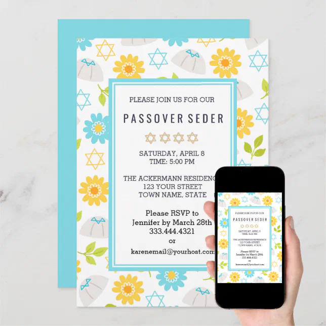 Springtime Floral Passover Sedar Invitations | Zazzle