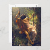 Springtime ~ Lovers on Swing Painting Postcard | Zazzle