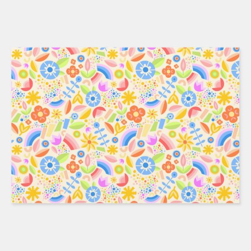 Springtime Rainbows and Dots Wrapping Paper Sheets | Zazzle