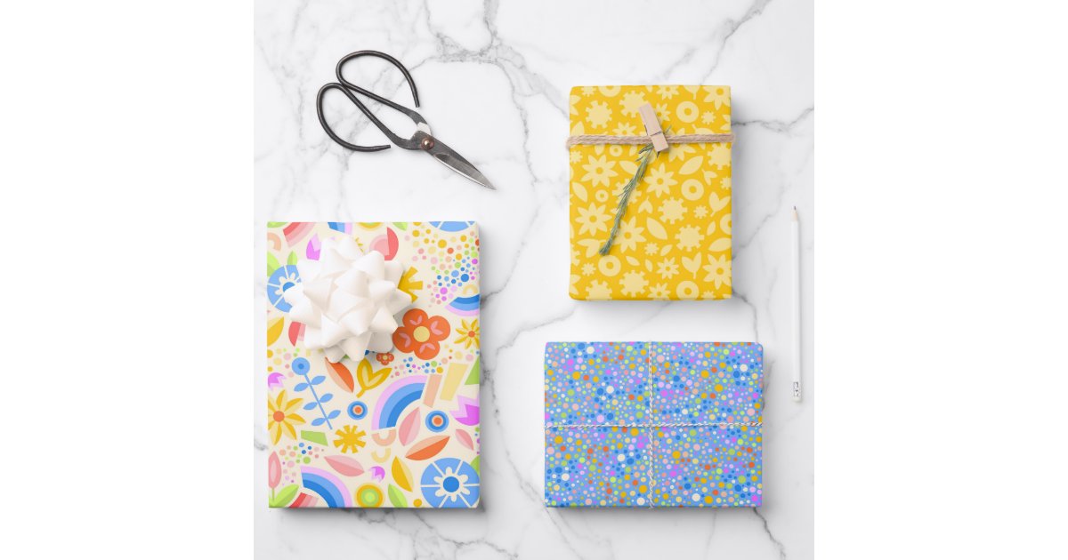 Springtime Rainbows and Dots Wrapping Paper Sheets | Zazzle