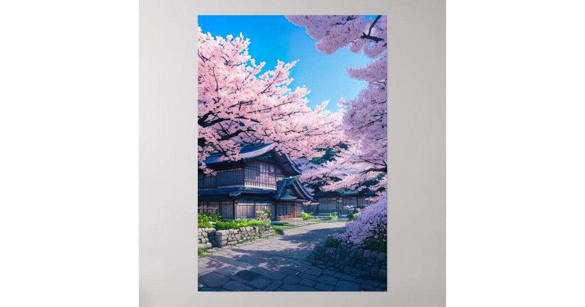 Springtime Village in Japan Poster | Zazzle