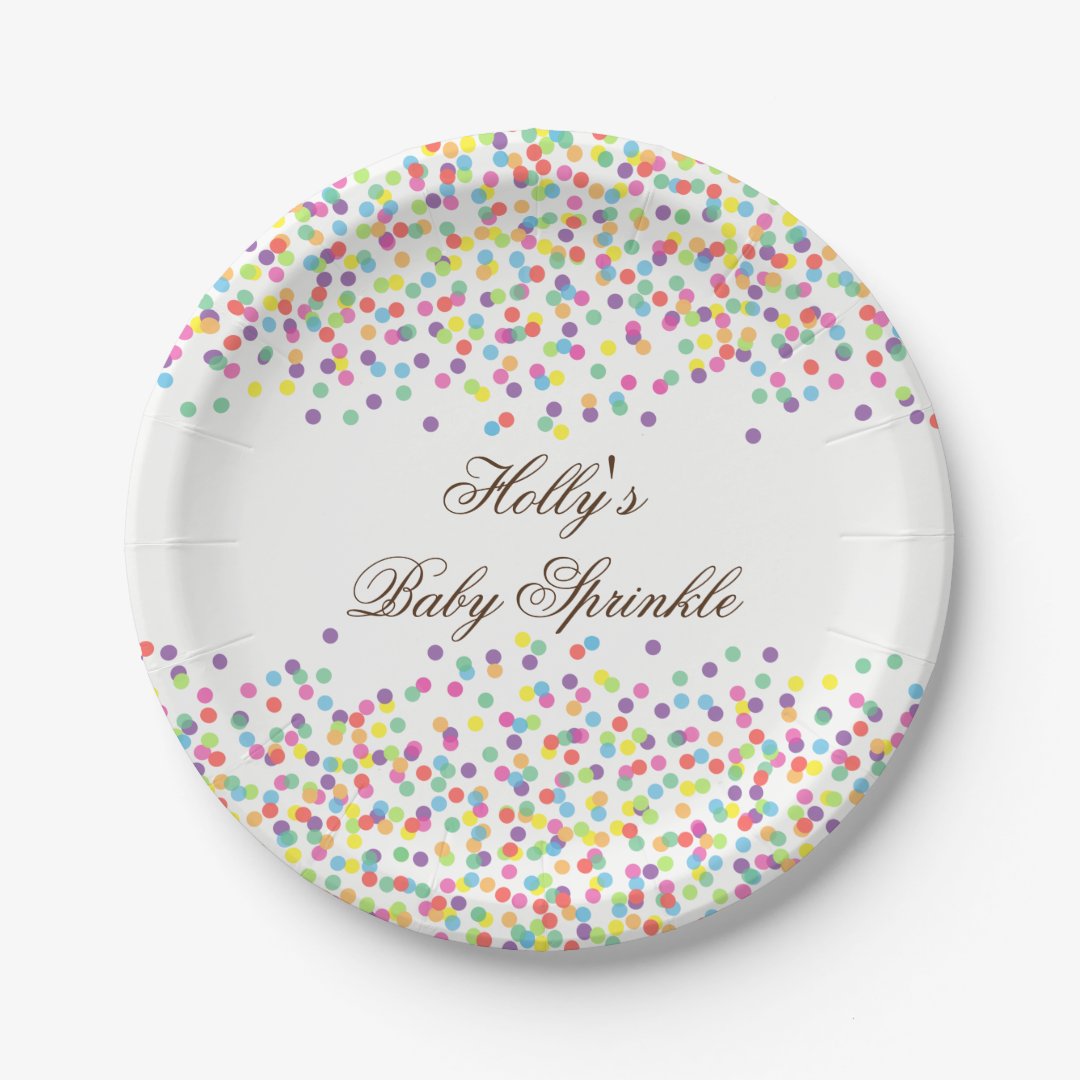 Sprinkle Baby Shower Plates, Confetti Party Plates | Zazzle