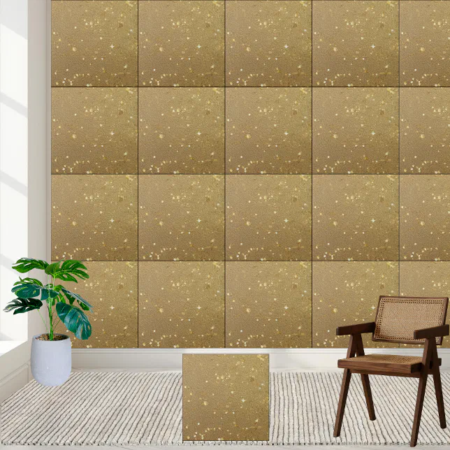 Sprinkle Gold Glitter Wall Fireplace Backdrop Ceramic Tile | Zazzle
