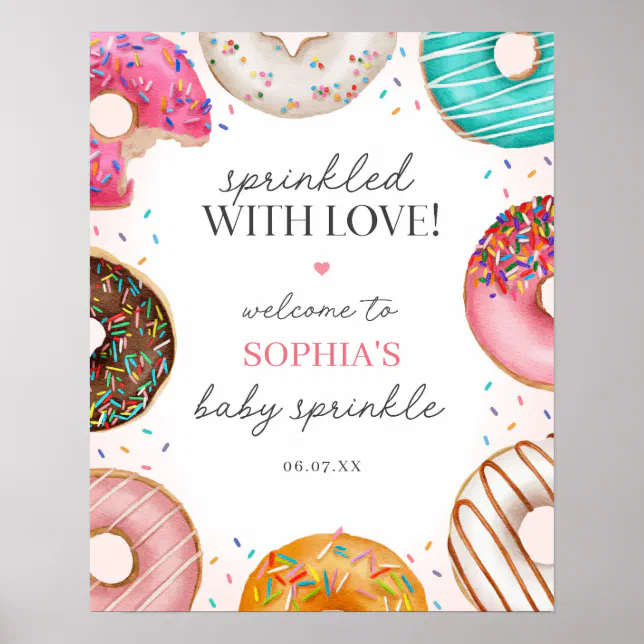 Sprinkled Donut Baby Shower Welcome Sign | Zazzle