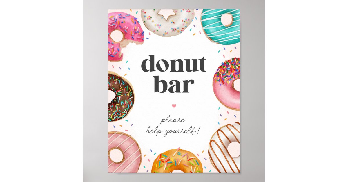 Sprinkled Donuts Birthday Donut Bar Sign | Zazzle