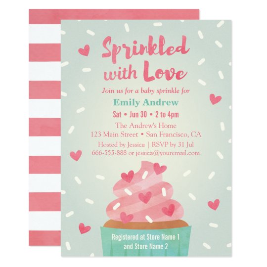 Sprinkled With Love Cupcake Baby Sprinkle Shower Invitation | Zazzle.com