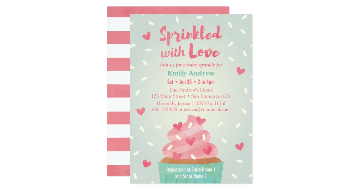 Sprinkled With Love Cupcake Baby Sprinkle Shower Invitation | Zazzle.com