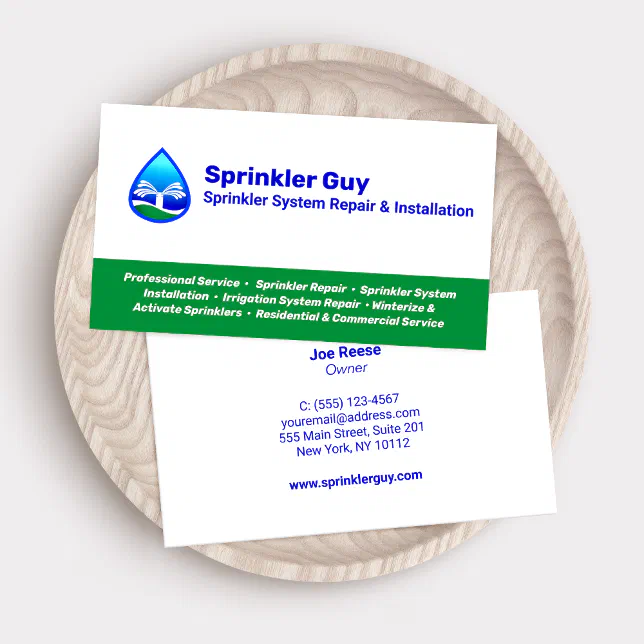 Sprinkler Repair and Installation Business Card | Zazzle