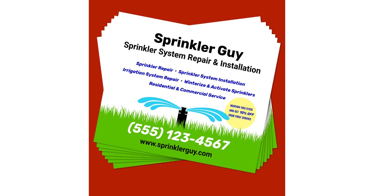 Sprinkler Repair and Installation Flyer | Zazzle