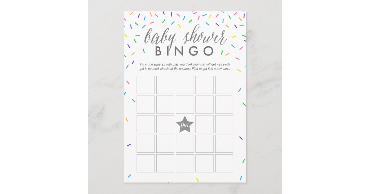 Sprinkles Baby Shower Bingo Game Card | Zazzle
