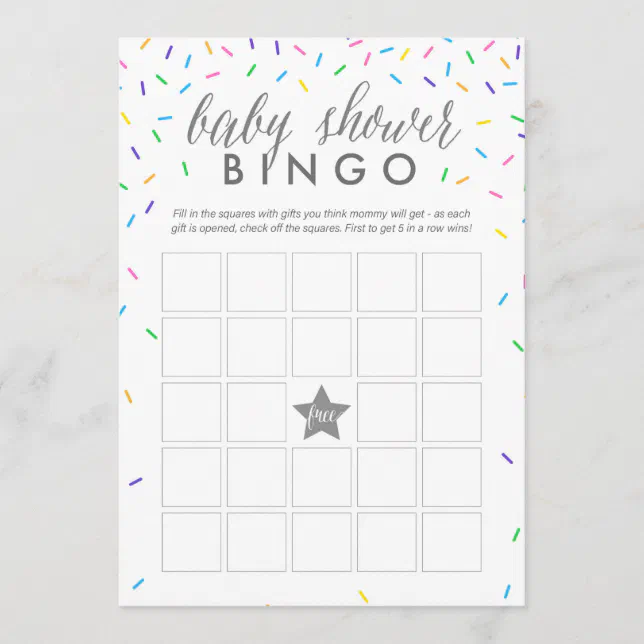 Sprinkles Baby Shower Bingo Game Card | Zazzle