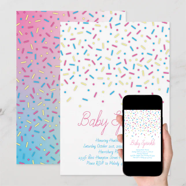 Sprinkles Confetti Baby Sprinkle Shower Invitation | Zazzle