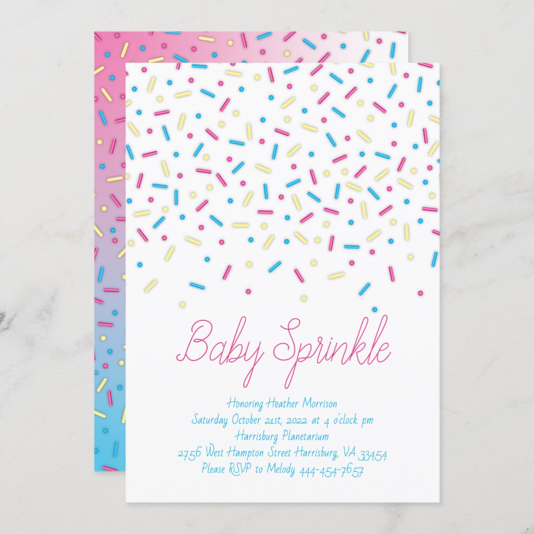 Sprinkles Confetti Baby Sprinkle Shower Invitation | Zazzle