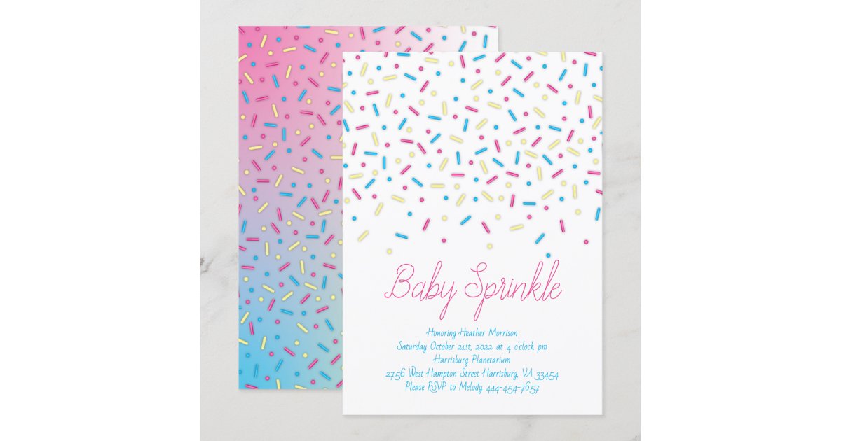 Sprinkles Confetti Baby Sprinkle Shower Invitation | Zazzle