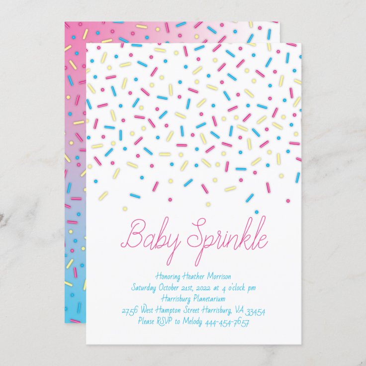Sprinkles Confetti Baby Sprinkle Shower Invitation | Zazzle