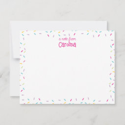 Sprinkles Cute Hot Pink Girly Stationery Note Card | Zazzle