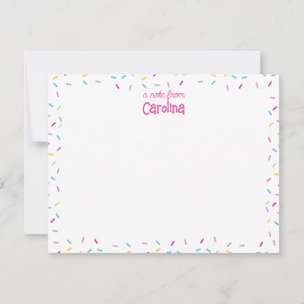 Sprinkles Cute Hot Pink Girly Stationery Note Card | Zazzle