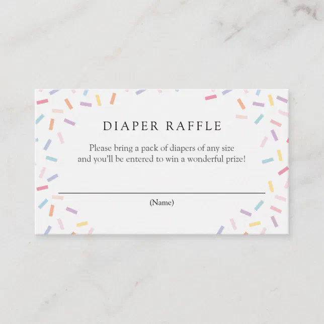 Sprinkles Diaper Raffle Enclosure Card | Zazzle