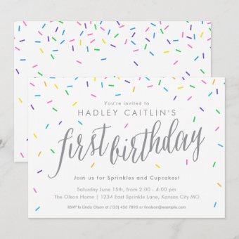 Sprinkles First Birthday Invitation, Cute & Modern Invitation | Zazzle