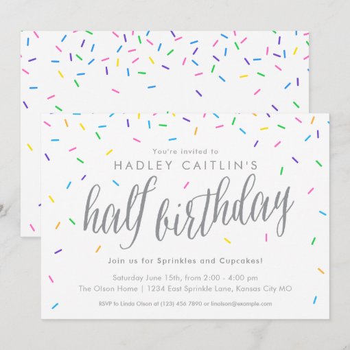 Sprinkles Half Birthday Invitation, Cute & Modern Invitation | Zazzle