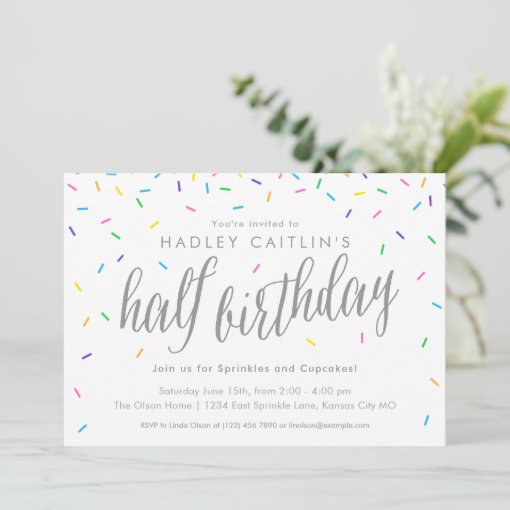 Sprinkles Half Birthday Invitation, Cute & Modern Invitation | Zazzle