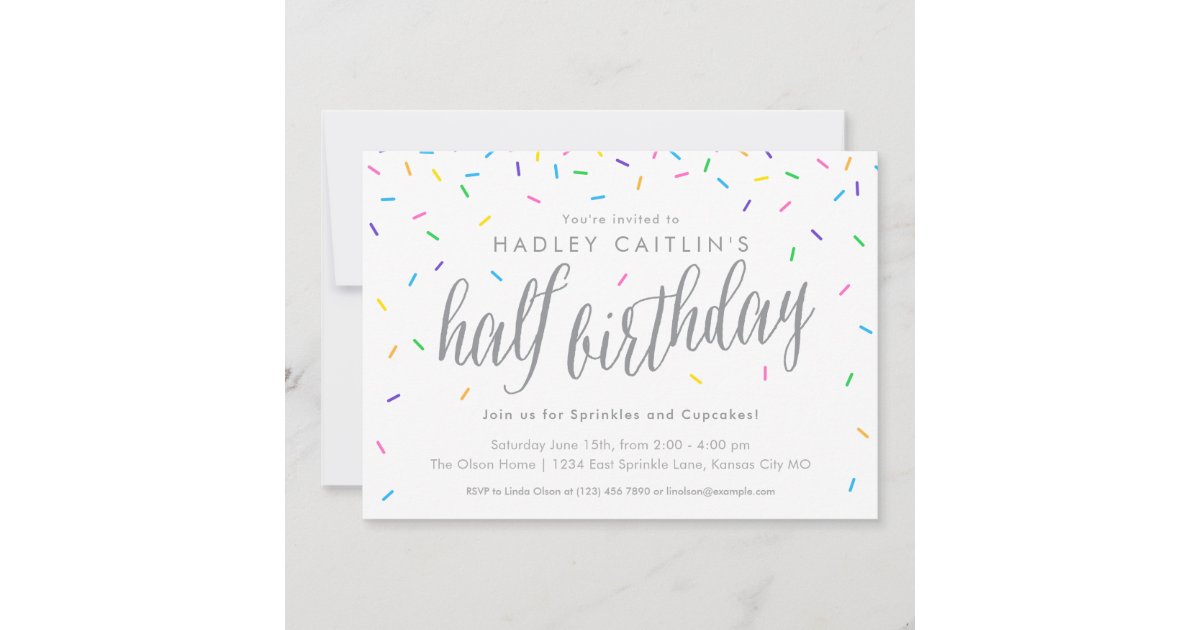 Sprinkles Half Birthday Invitation, Cute & Modern Invitation | Zazzle