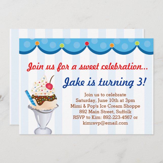Ice Cream Sundae Party Invitation