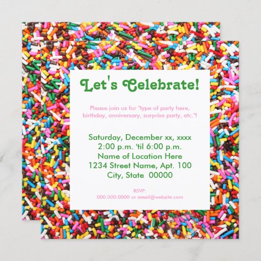 Sprinkles Party Invitations | Zazzle