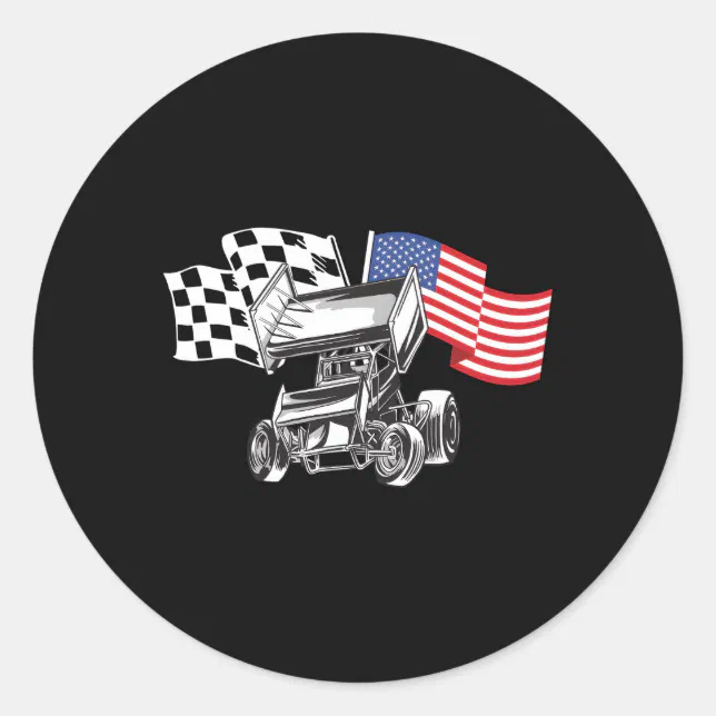 Sprint Car Racing Usa Flag Classic Round Sticker | Zazzle