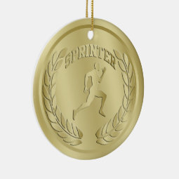 Sprinter Gold Toned Medal Ornament | Zazzle