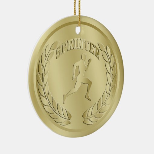 Sprinter Gold Toned Medal Ornament | Zazzle