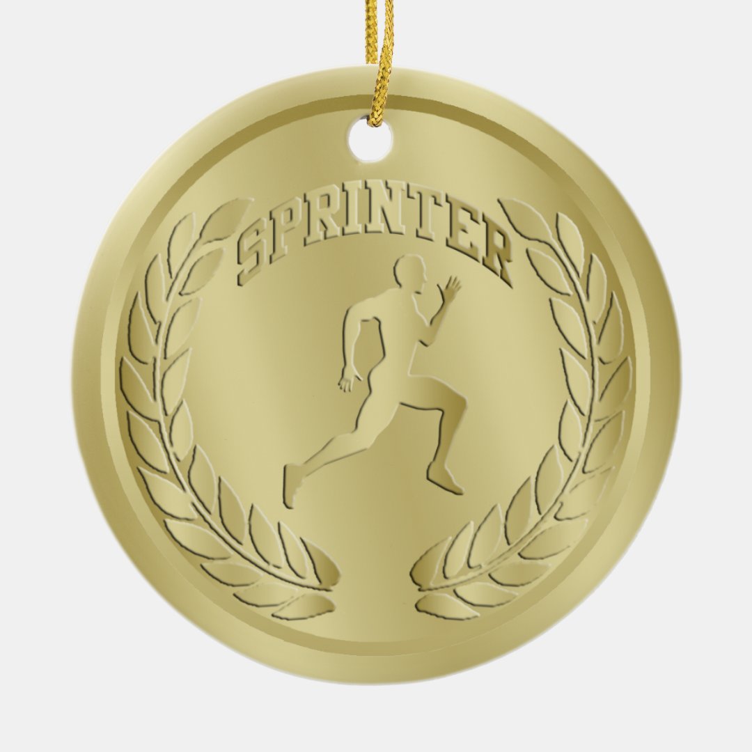 Sprinter Gold Toned Medal Ornament | Zazzle