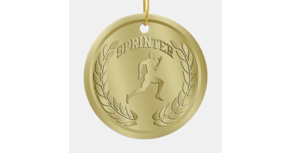 Sprinter Gold Toned Medal Ornament | Zazzle